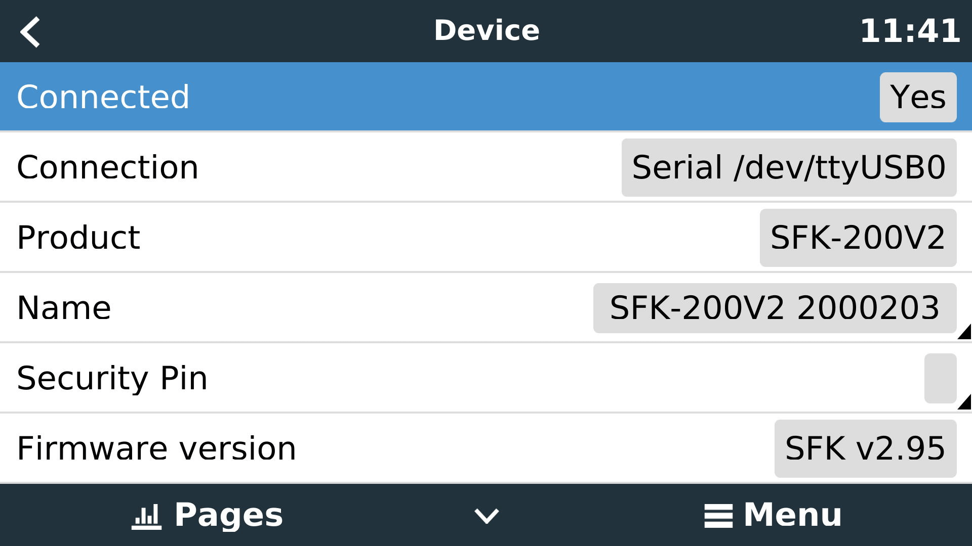 SFK Venus OS Driver - Connected Status
