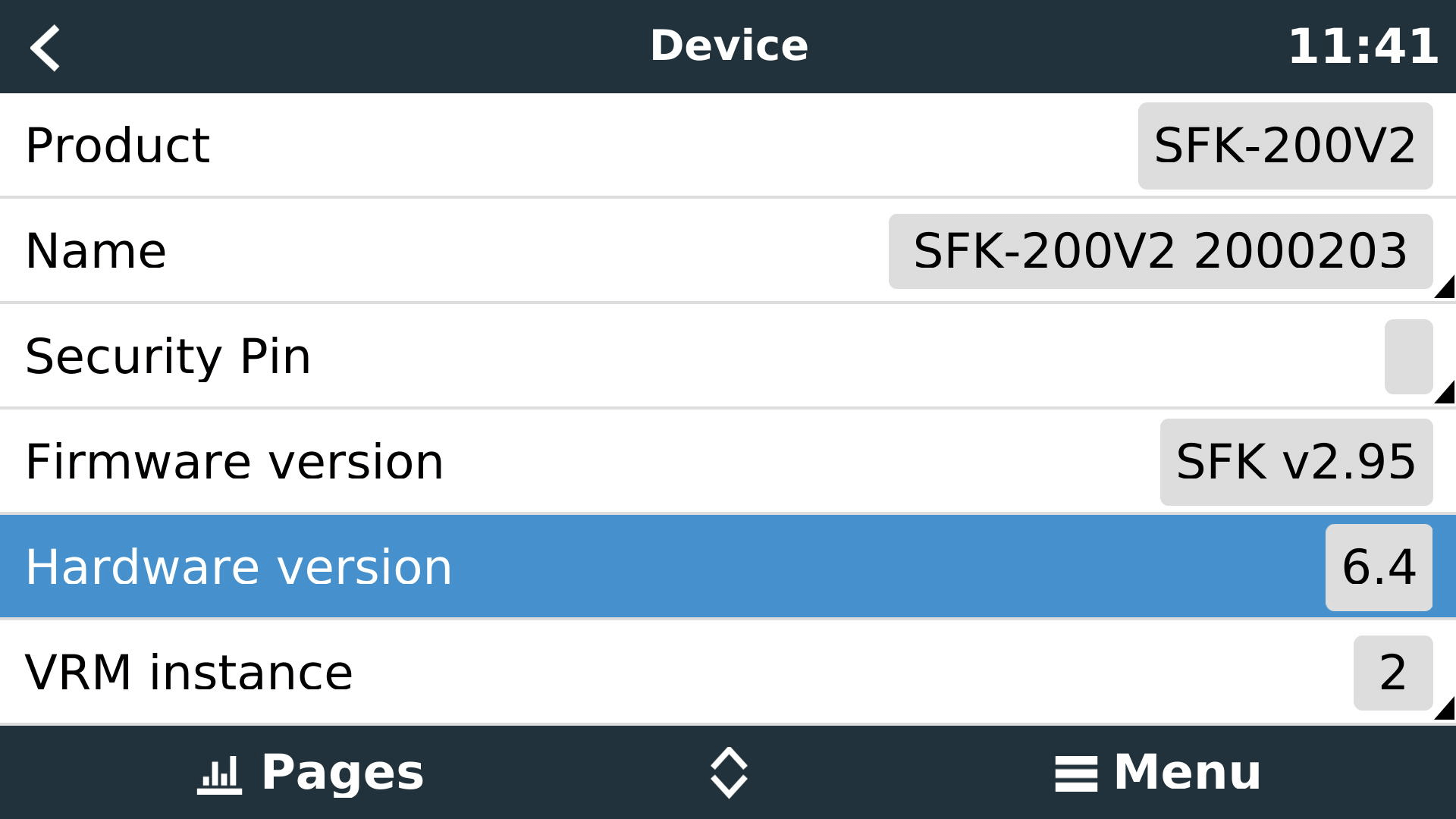 SFK Venus OS Driver - Device - Hardware Version