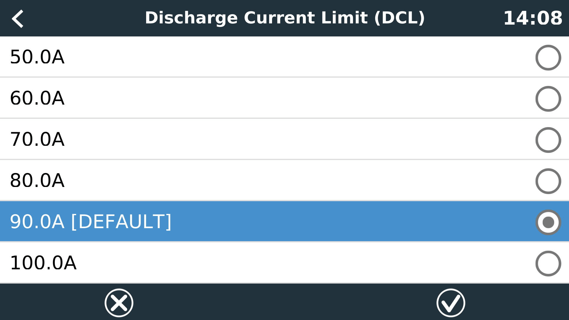 SFK Venus OS Driver - Driver Settings - Discharge Current Limit