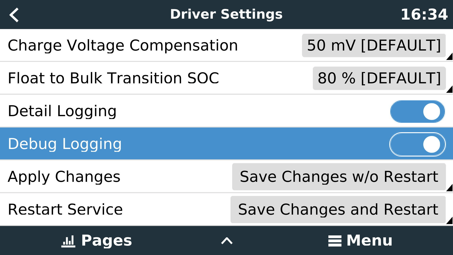 SFK Venus OS Driver - Debug Logging