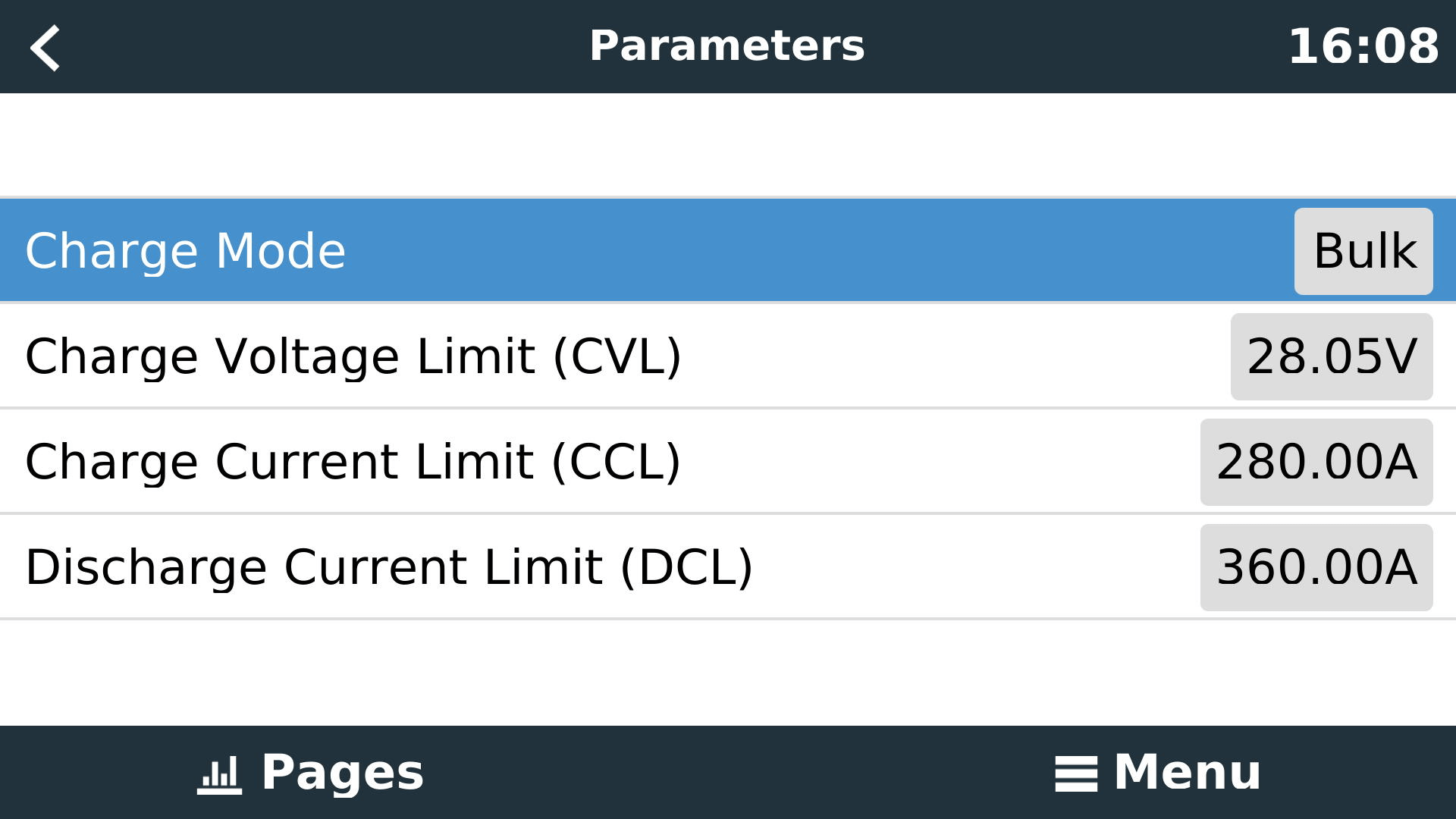 SFK Venus OS Driver - Parameters - Charge Mode